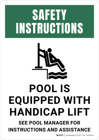 Safety Instructions: Pool Is Equipped with Handicap Lift Portrait ...
