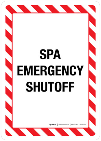 Spa Emergency Shutoff Portrait - Wall Sign