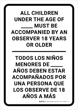 Under Age Children Must Be Accompanied Bilingual Spanish Portrait ...