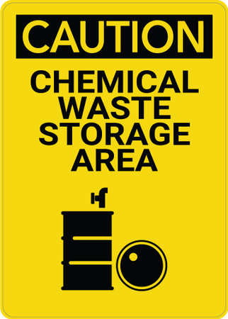 Caution: Waste Storage Area Vertical with Graphic - Wall Sign