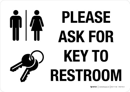 Please Ask For Key To Restroom Landscape - Wall Sign