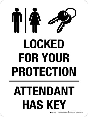 Locked For Your Protection Attendant Has Key Portrait - Wall Sign