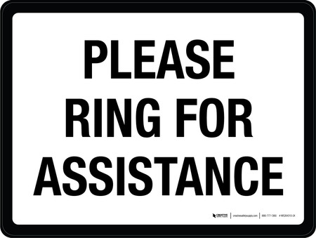 Please Ring For Assistance Landscape - Wall Sign