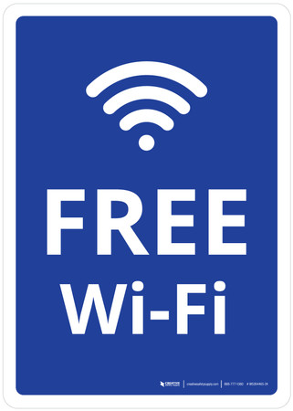 Free Wi-Fi Blue Portrait - Wall Sign