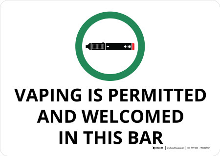Vaping Is Permitted And Welcomed In This Bar Landscape - Wall Sign