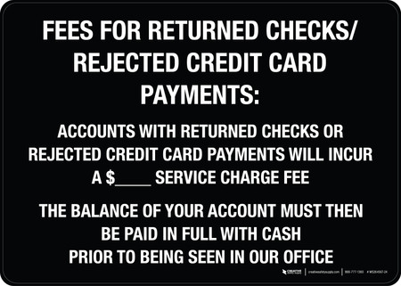 Fees For Returned Checks Rejected Credit Card Payments Landscape - Wall ...