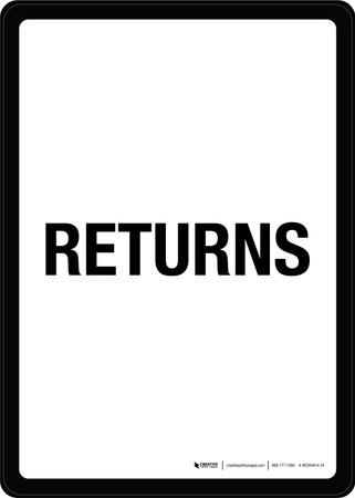 Returns White Portrait - Wall Sign