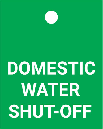 Domestic Water Shut-Off - Valve Tag | Creative Safety Supply