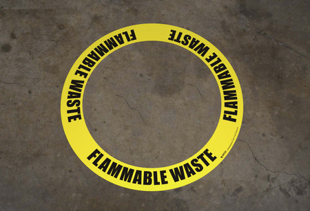 Flammable Waste - Circular Floor Sign Ring