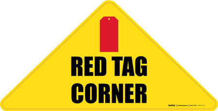 Red Tag Corner with Icon - Triangle Corner Floor Sign