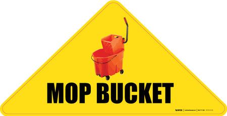Mop Bucket with Icon - Triangle Corner Floor Sign