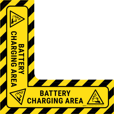 Battery Charging Area - Floor Sign Corner