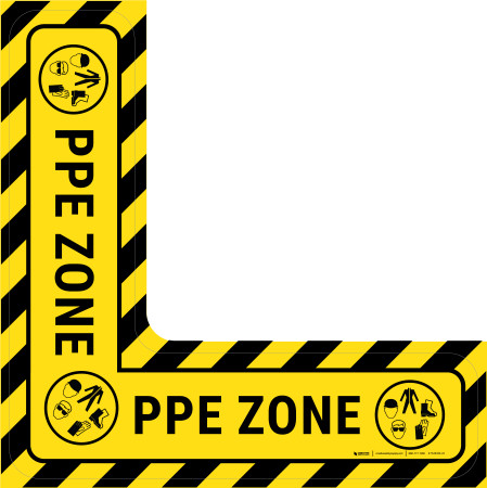 PPE Zone - Floor Sign Corner