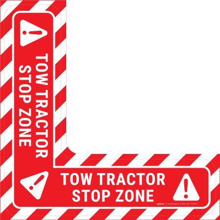 Tow Tractor Stop Zone - Floor Sign Corner