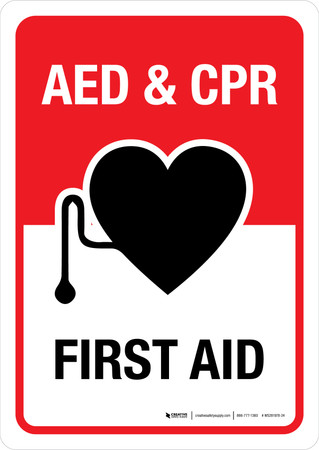 AED & CPR First Aid Portrait - Wall Sign