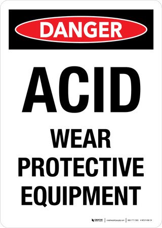 Danger: Acid Wear Protective Equipment Portrait - Wall Sign
