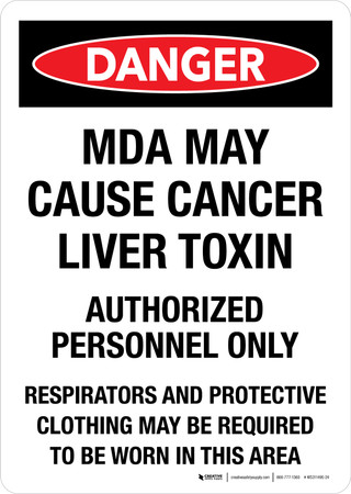 Danger: MDA May Cause Cancer Liver Toxin Portrait - Wall Sign