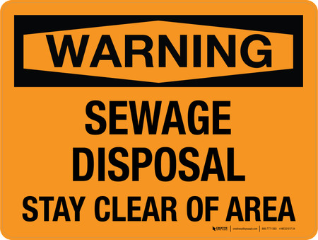 Warning: Sewage Disposal Stay Clear of Area Landscape - Wall Sign ...