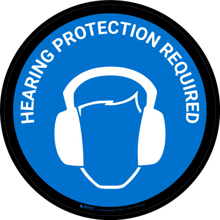Hearing Protection Blue with Icon Circular - Floor Sign