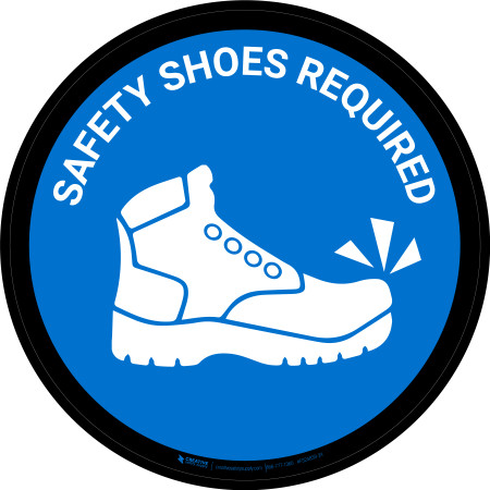 Safety Shoes Required Blue with Icon Circular - Floor Sign