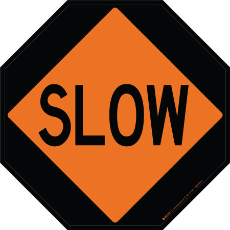 SLOW Black/Orange Octogon Circular - Floor Sign
