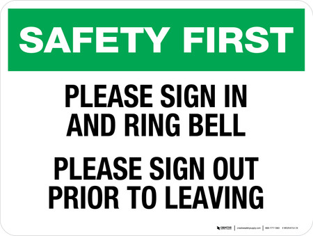 Safety First: Please Sign in and Ring Bell - Please Sign Out Prior to ...