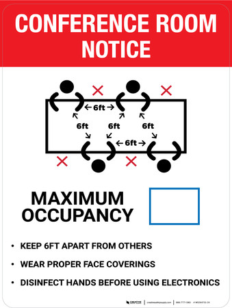 Conference Room Notice: Maximum Occupancy - Wall Sign