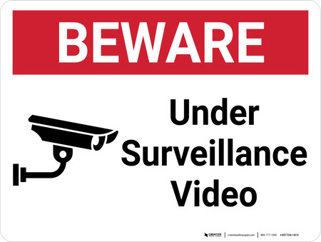 Beware: Under Surveillance Video with Icon - Wall Sign