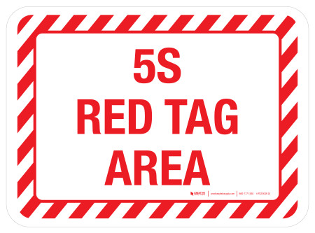 5S Red Tag Area with Hazard Lines Rectangular - Floor Sign | Creative ...