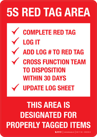 5S Red Tag Area - Procedure Portrait - Wall Sign