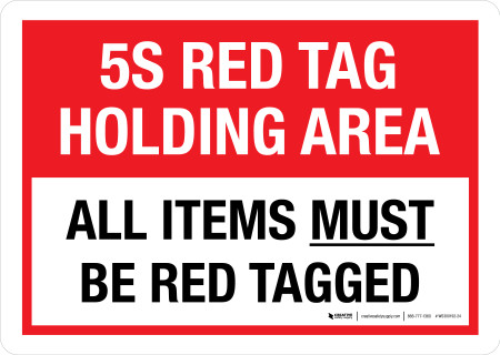 5S Red Tag Holding Area - All Items Must Be Red Tagged Landscape - Wall ...