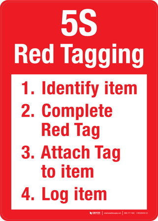 5S Red Tagging - Portrait Wall Sign | Creative Safety Supply
