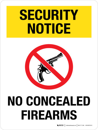 Security Notice: No Concealed Firearms Landscape - Wall Sign | Creative ...