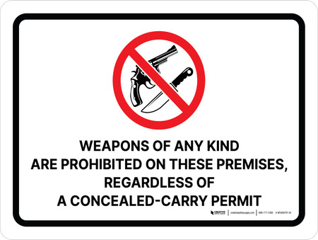 Weapons Of Any Kind Are Prohibited On These Premises Landscape - Wall ...