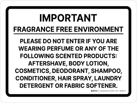 Important: Fragrance Free Environment Landscape - Wall Sign