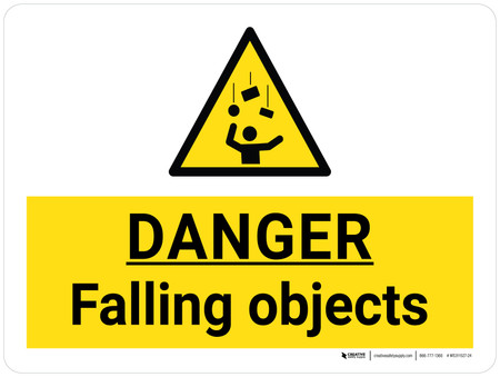 Danger: Falling Objects Landscape - Wall Sign with Icon