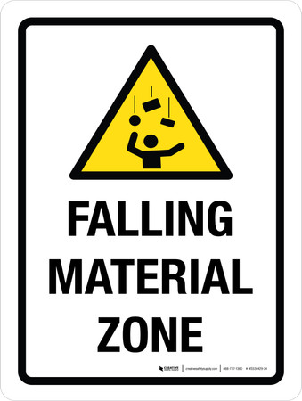 Falling Material Zone with Icon Portrait - Wall Sign