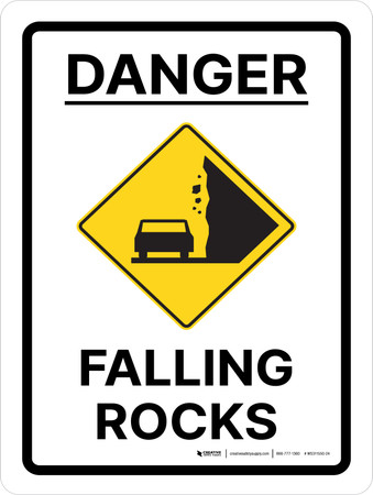 Danger: Falling Rocks Portrait - Wall Sign
