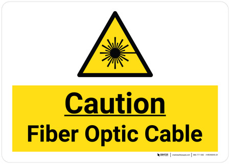 Caution Fiber Optic Cable Hazard Icon Landscape - Wall Sign
