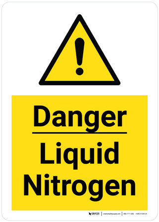 Danger: Liquid Nitrogen Hazard Icon Portrait - Wall Sign