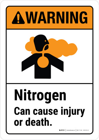Warning: Nitrogen Can Cause Injury Or Death Portrait - Wall Sign