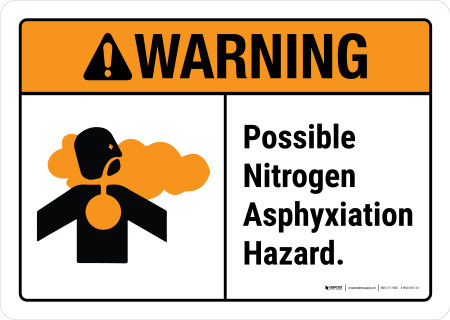 Warning: Possible Nitrogen Asphyxiation Hazard Landscape - Wall Sign
