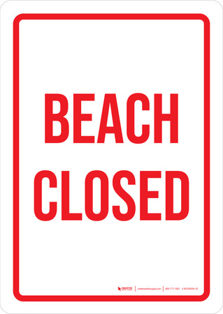 Beach Closed Portrait - Wall Sign