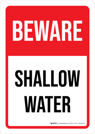 Beware: Shallow Water Portrait - Wall Sign
