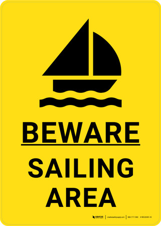 Beware Sailing Area with Icon Portrait - Wall Sign