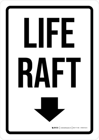 Life Raft with Arrow Icon Portrait - Wall Sign