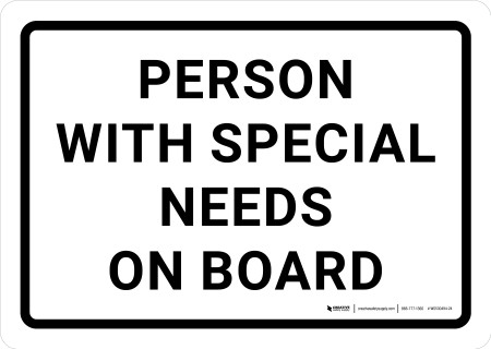 Person With Special Needs On Board Landscape - Wall Sign