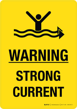 Warning: Strong Current Portrait - Wall Sign