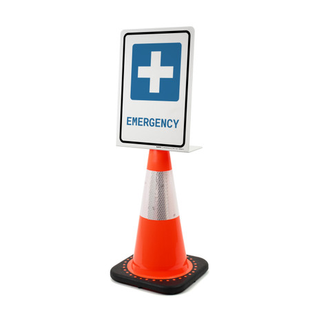 Emergency with First Aid Symbol Portrait - Single-Sided Cone Signs