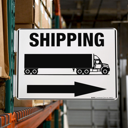 Shipping Arrow Right with Truck Icon Landscape - Double-Sided Cone Signs